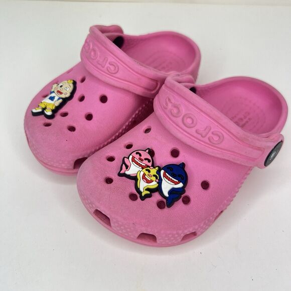 CROCS | Toys | Crocs Pink Classic Clog Toddler Size C5 With Jibbitz ...